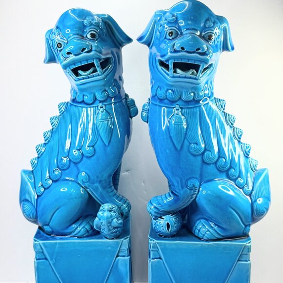 Art | Vintage Turquoise Glazed Porcelain Foo Dogsimperial Lions Shi Shi ...